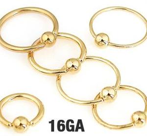 Gold Plated CBR Captive Bead Ring - Thin and Thick Gauges Available